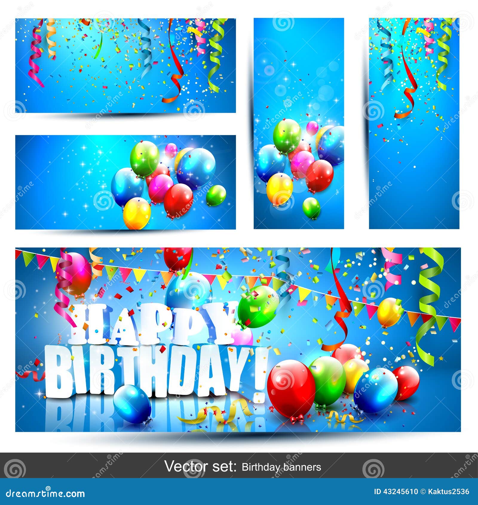 Birthday Banners Template With Cake Cartoon Vector | CartoonDealer.com ...