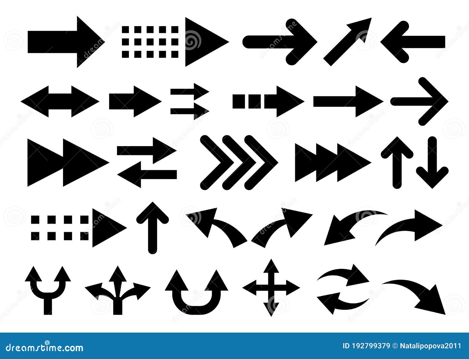 Vector Set of Black Arrow Shapes Isolated on White Stock Vector ...