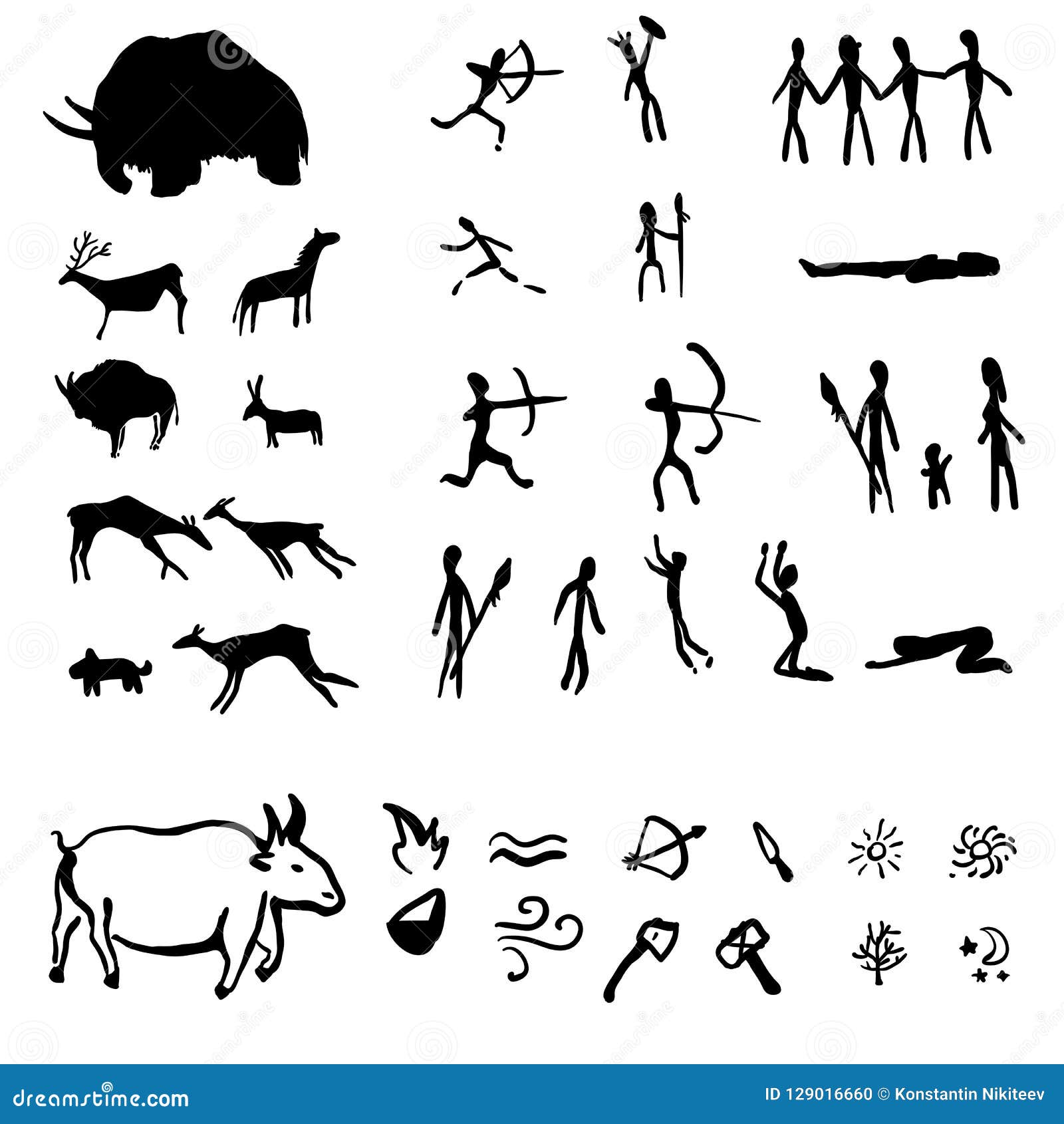 Cave Drawings Card Cartoon Vector | CartoonDealer.com #73816753