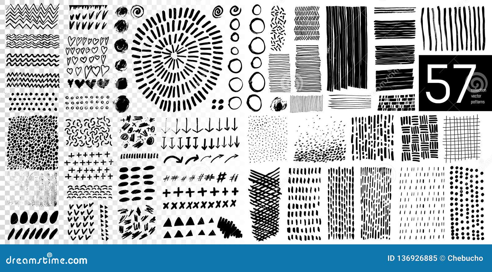 Vector Set Of Black Design Elements And Textures Isolated On White ...
