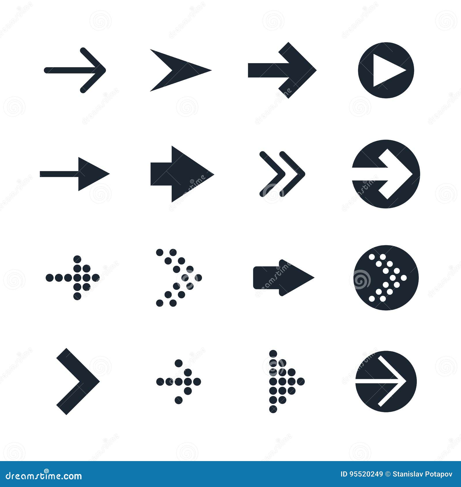 Vector Set of Black Different Arrows Icon Stock Vector - Illustration ...