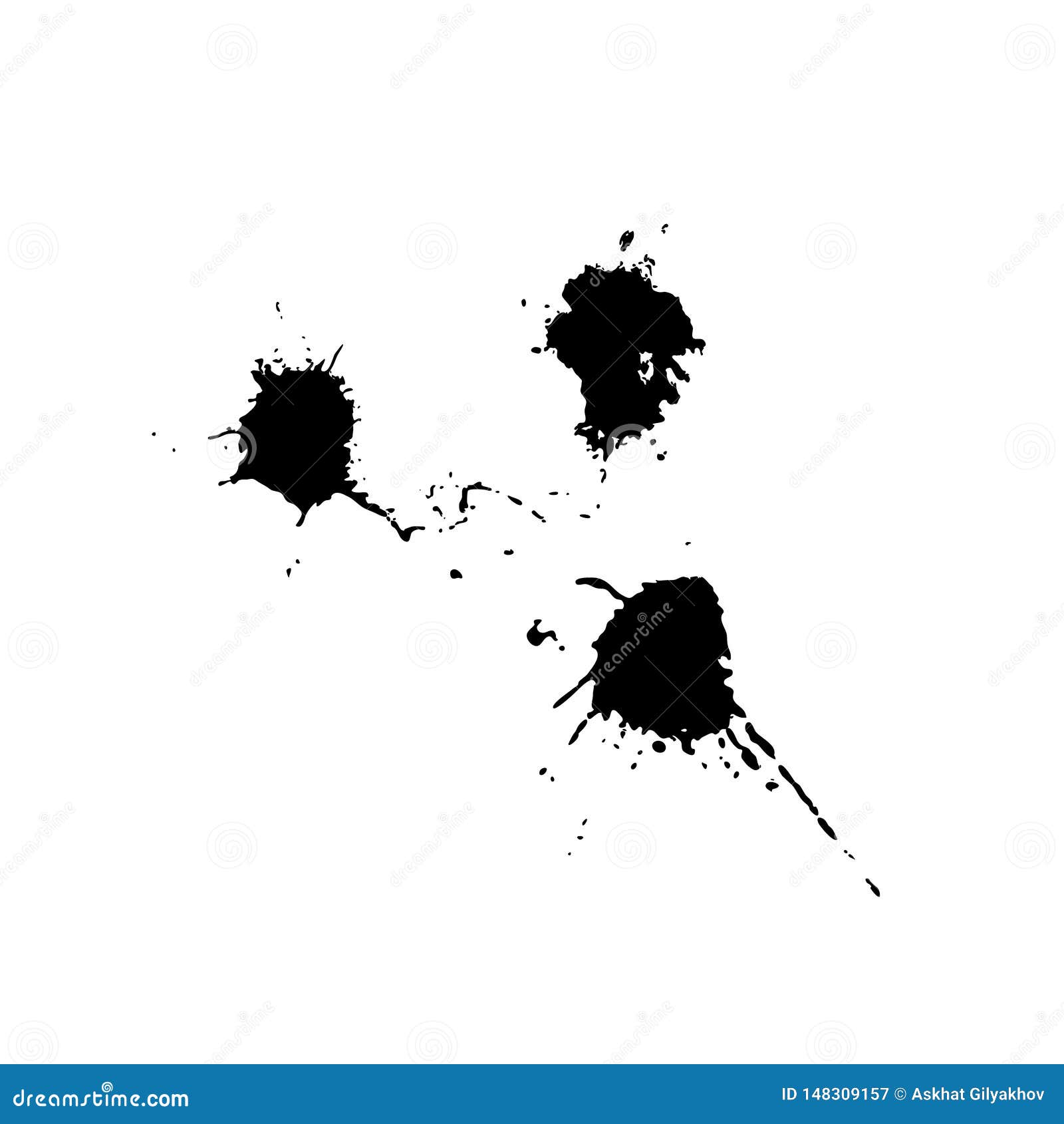 Vector Set of Black Drops, Paint Inks on White Background Stock Vector ...