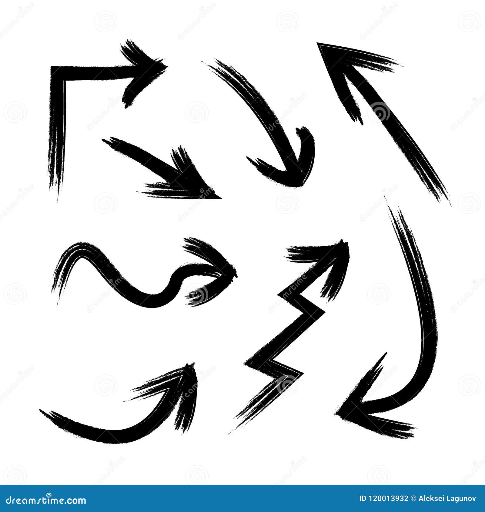 Vector Set of Black Grunge Arrows Isolated, Scratch Drawings. Stock ...