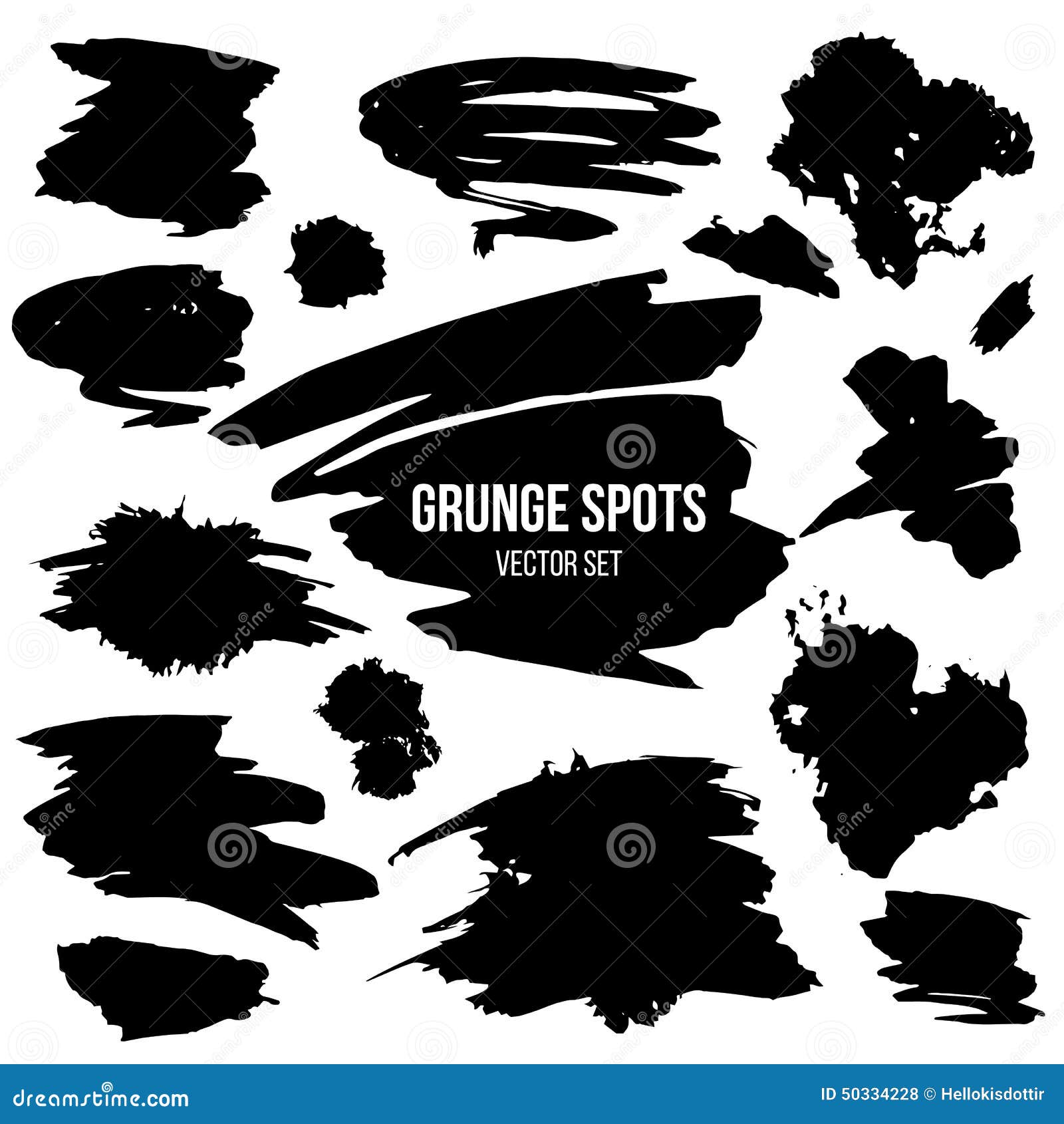 Vector Set of Black Grunge Spots Stock Vector - Illustration of icon ...