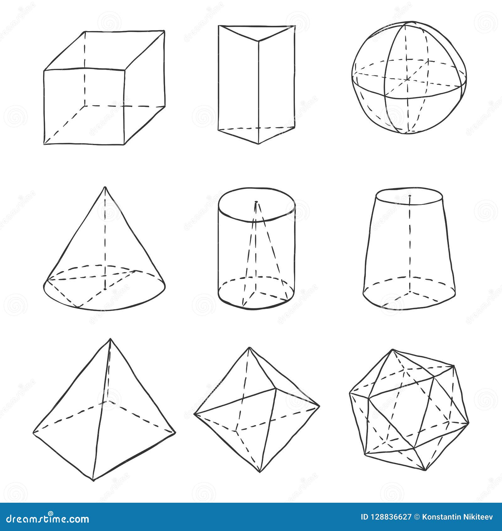 Vector Set of Black Hand Drawn Sketch Geometry Shapes Stock Vector ...