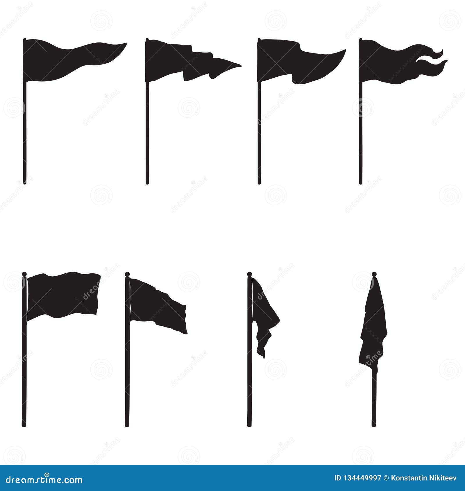 Vector Set of Black Silhouettes Flags Stock Vector - Illustration of ...
