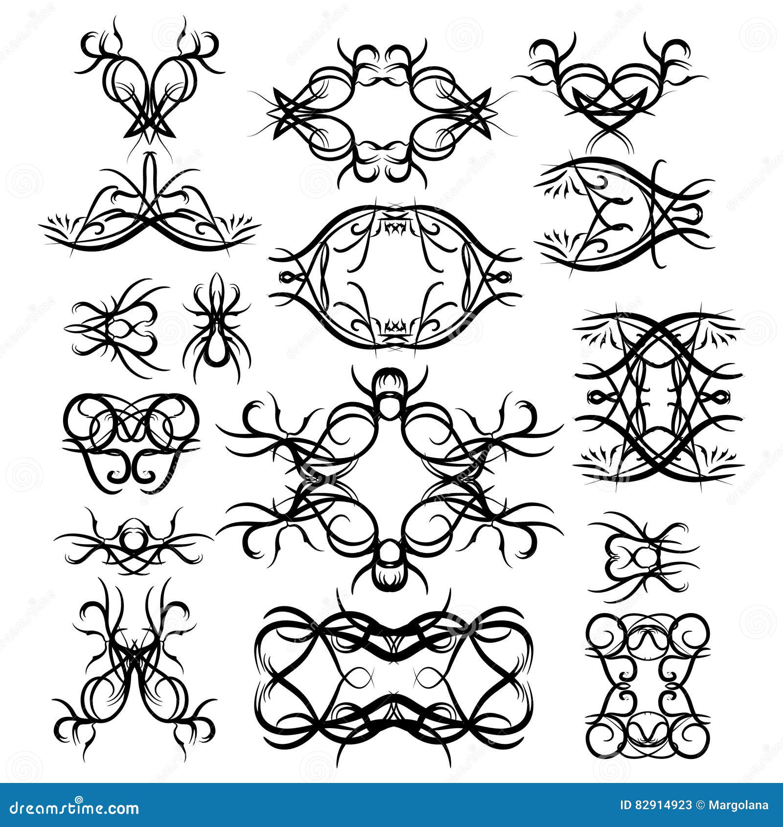 Vector Set of Black Tribal Elements. Stock Vector - Illustration of drawing, decoration: 82914923