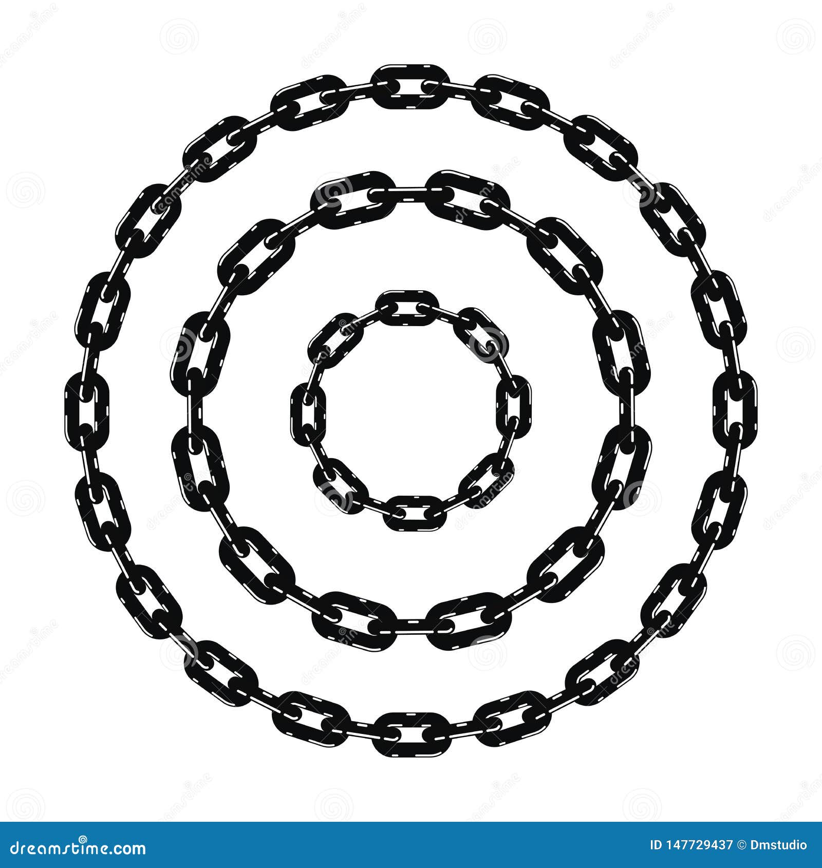 Vector Set of Black and White Metal Chain Borders Stock Vector ...