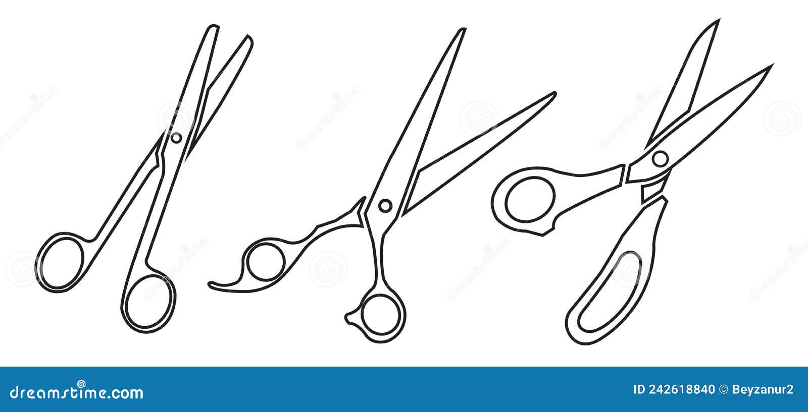 Vector Set of Black and White Scissors Icons Stock Illustration ...
