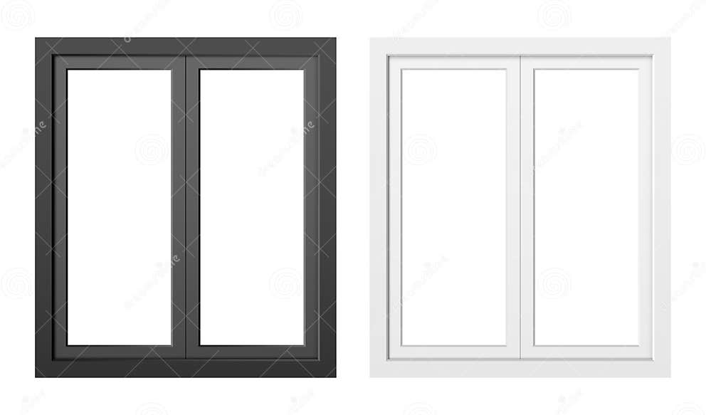 Vector Set of Black and White Windows. Stock Vector - Illustration of ...
