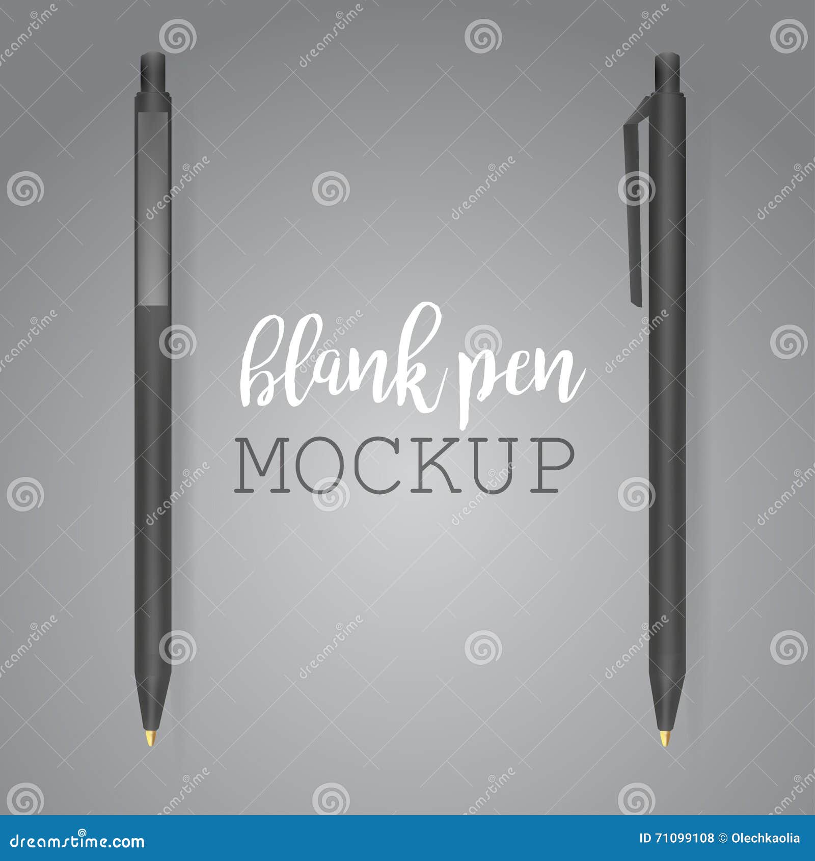 Vector Set of Blank Black Pens.Template for Advertising and Corporate ...