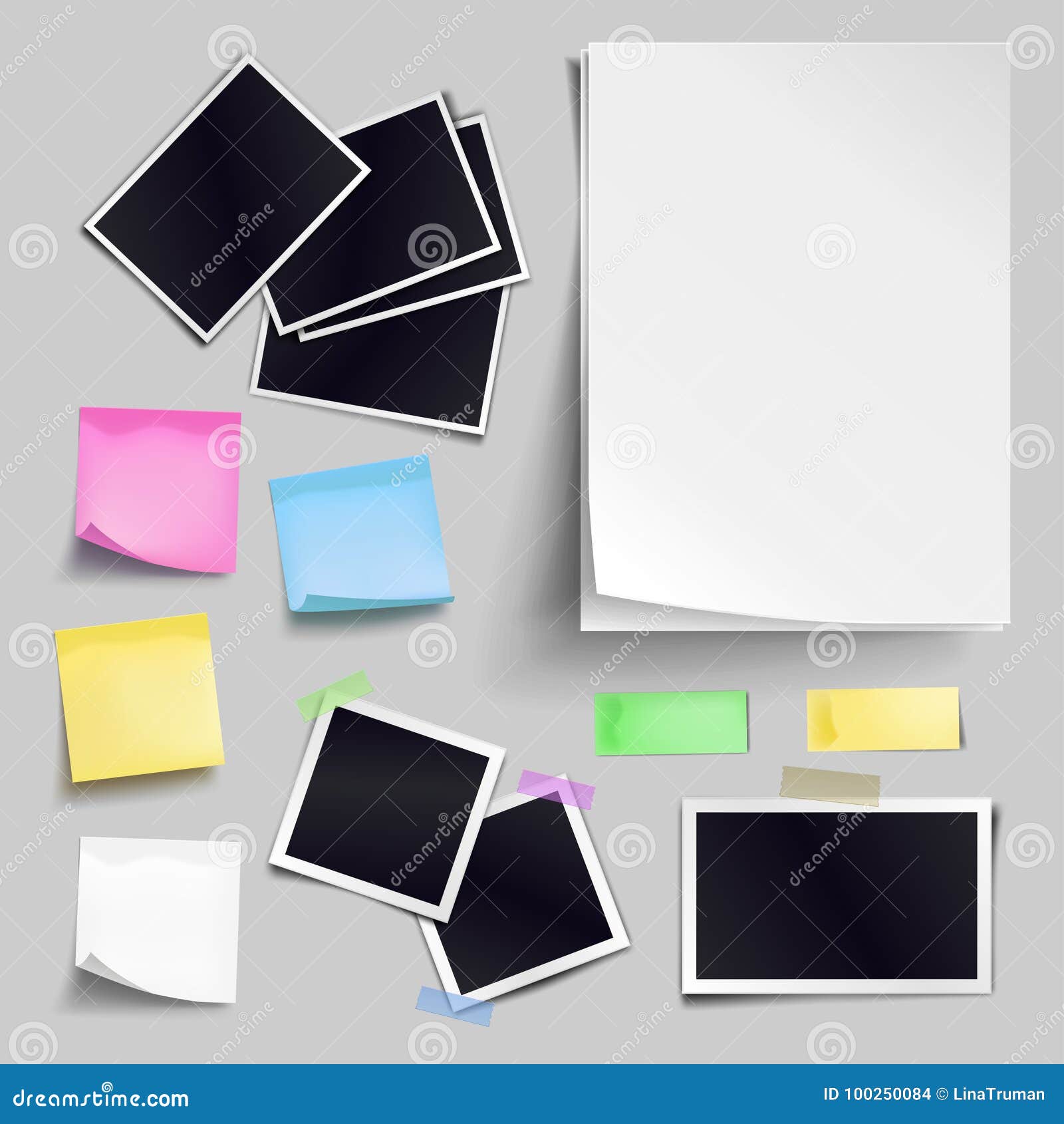 Vector Set of Blank Paper Objects. Empty White Sheet of A4 Stock Vector ...