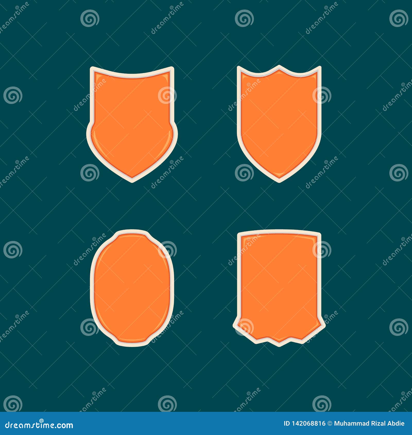 Blank Unique Orange Shield Badge Shape Template Set Collection 2 Stock ...