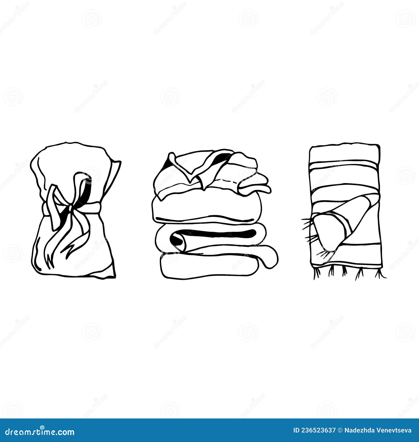 Vector Set of Blankets in Doodle Style on a White Background Isolated ...