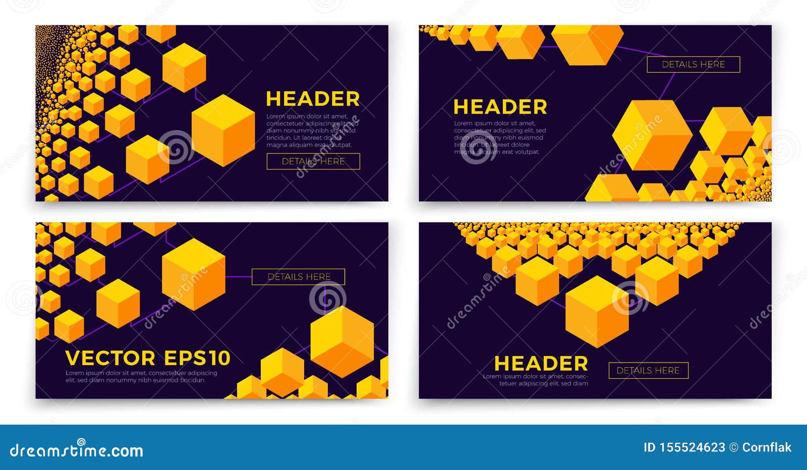 Vector Banner Templates - Bright Isometric Chain Stock Vector ...