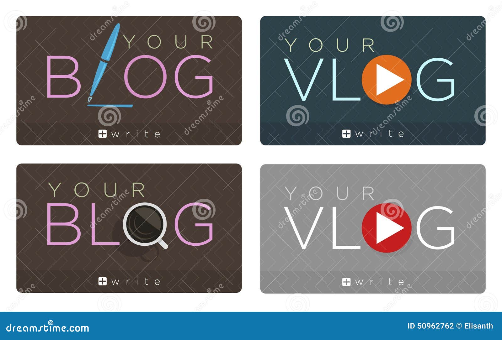 Vector Set of Blog and Vlog Icons Stock Vector - Illustration of ...