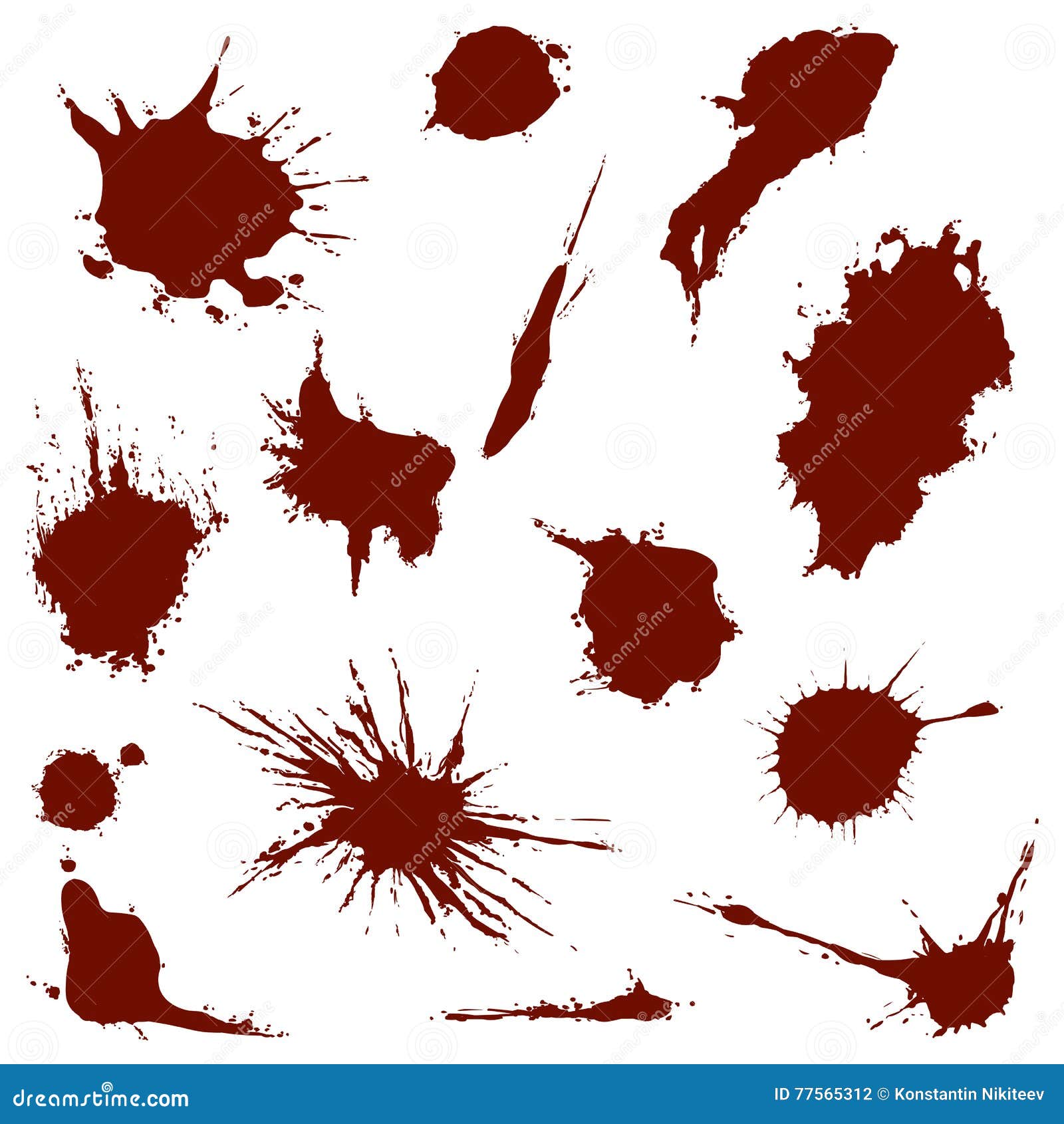 Vector Set of Blood Spots stock vector. Illustration of entertainment ...