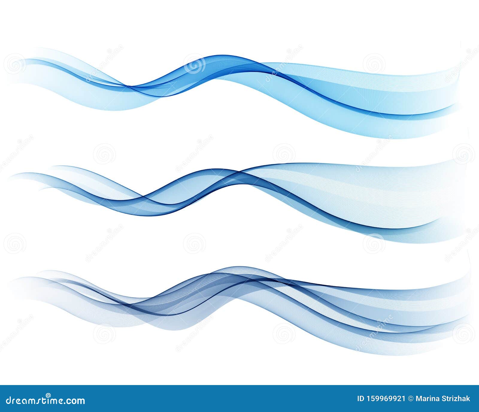 Set of Blue Abstract Wave Design Element Stock Vector - Illustration of ...