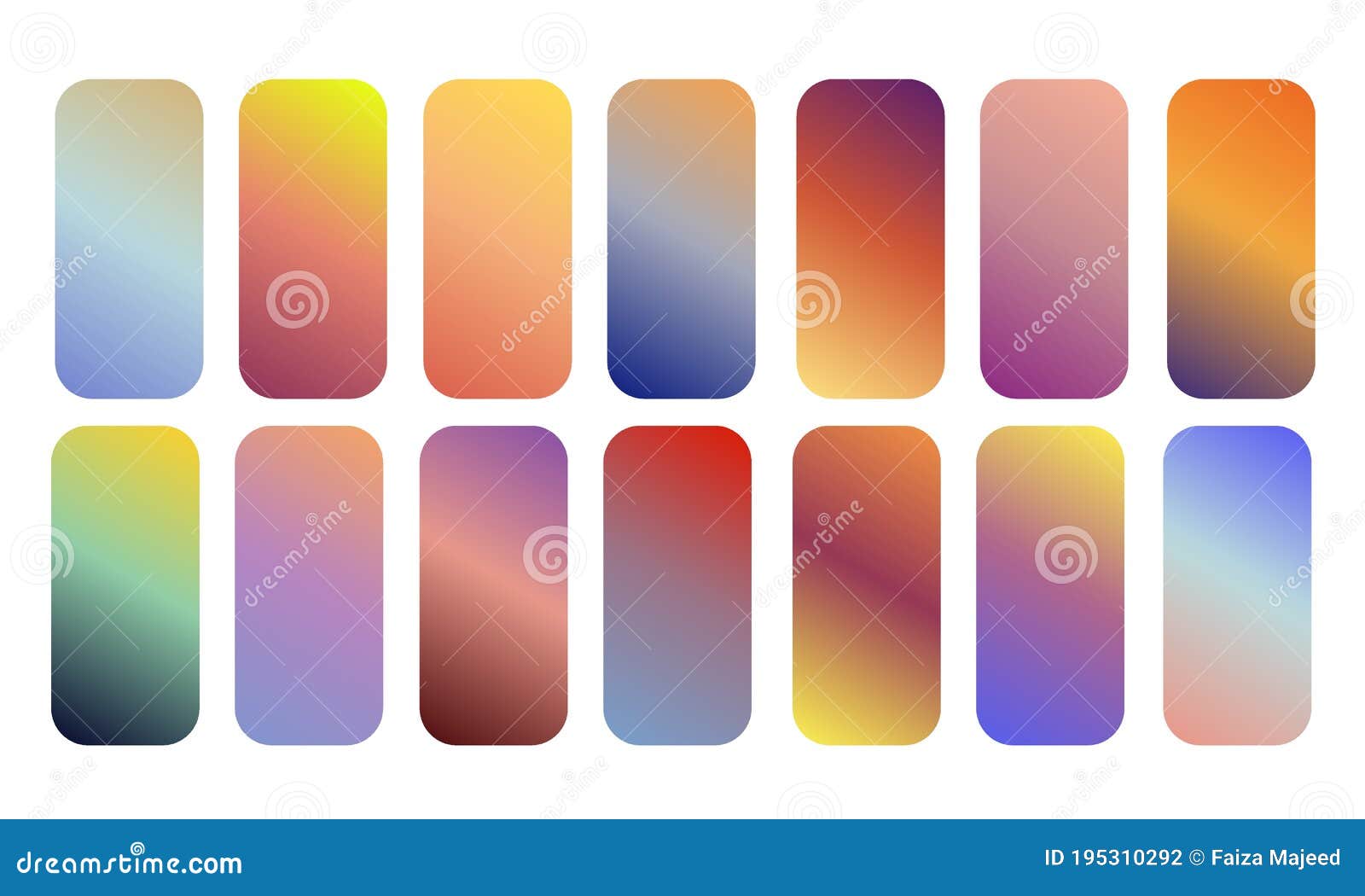 Vector Set of Blue Gradients.Blue Backgrounds Collection Stock Vector ...