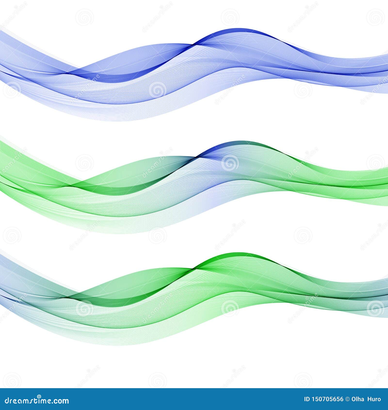 Vector Set of Blue-green Waves. Wave Design Elements Stock Vector ...