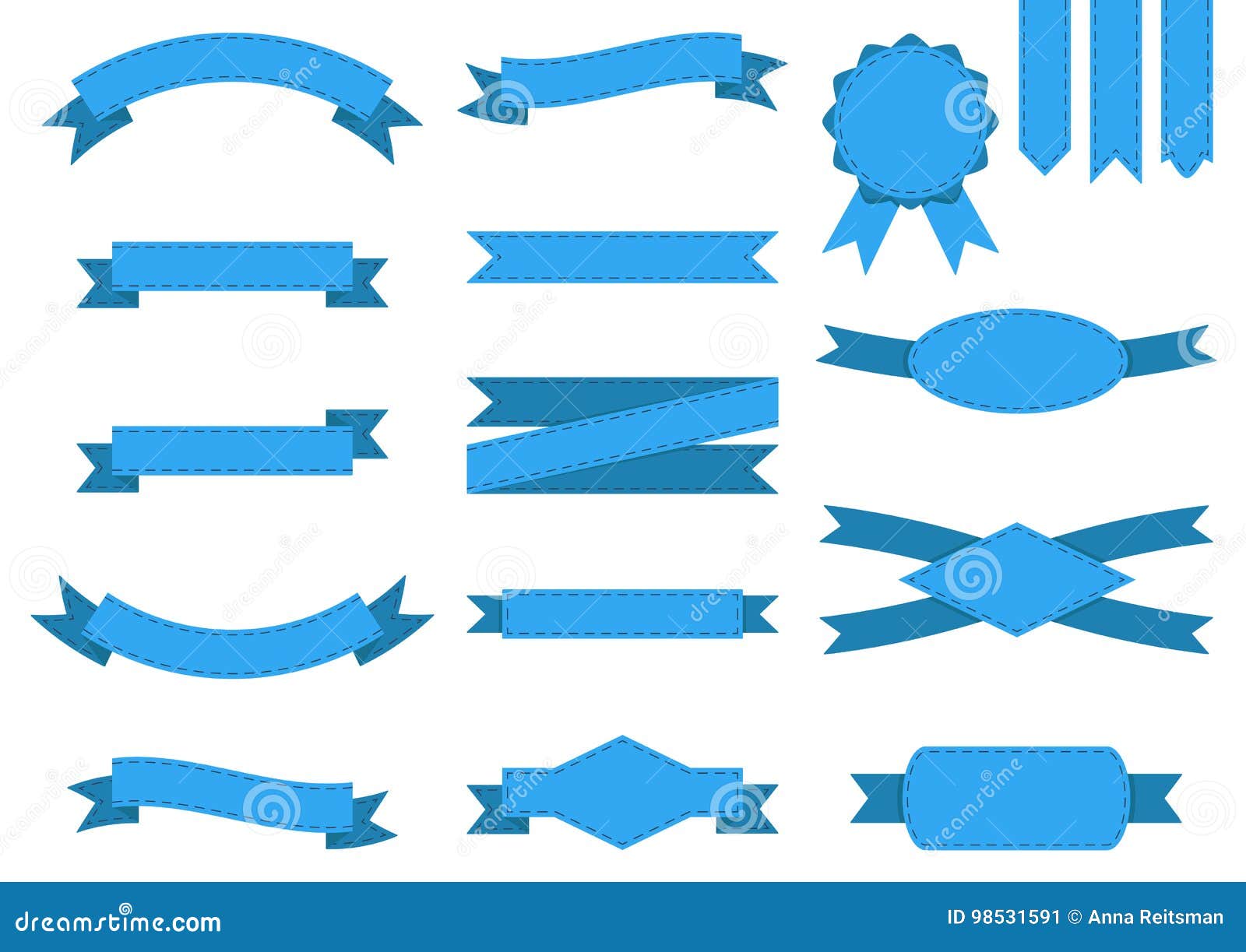 Vector set of blue ribbons stock illustration. Illustration of banner ...