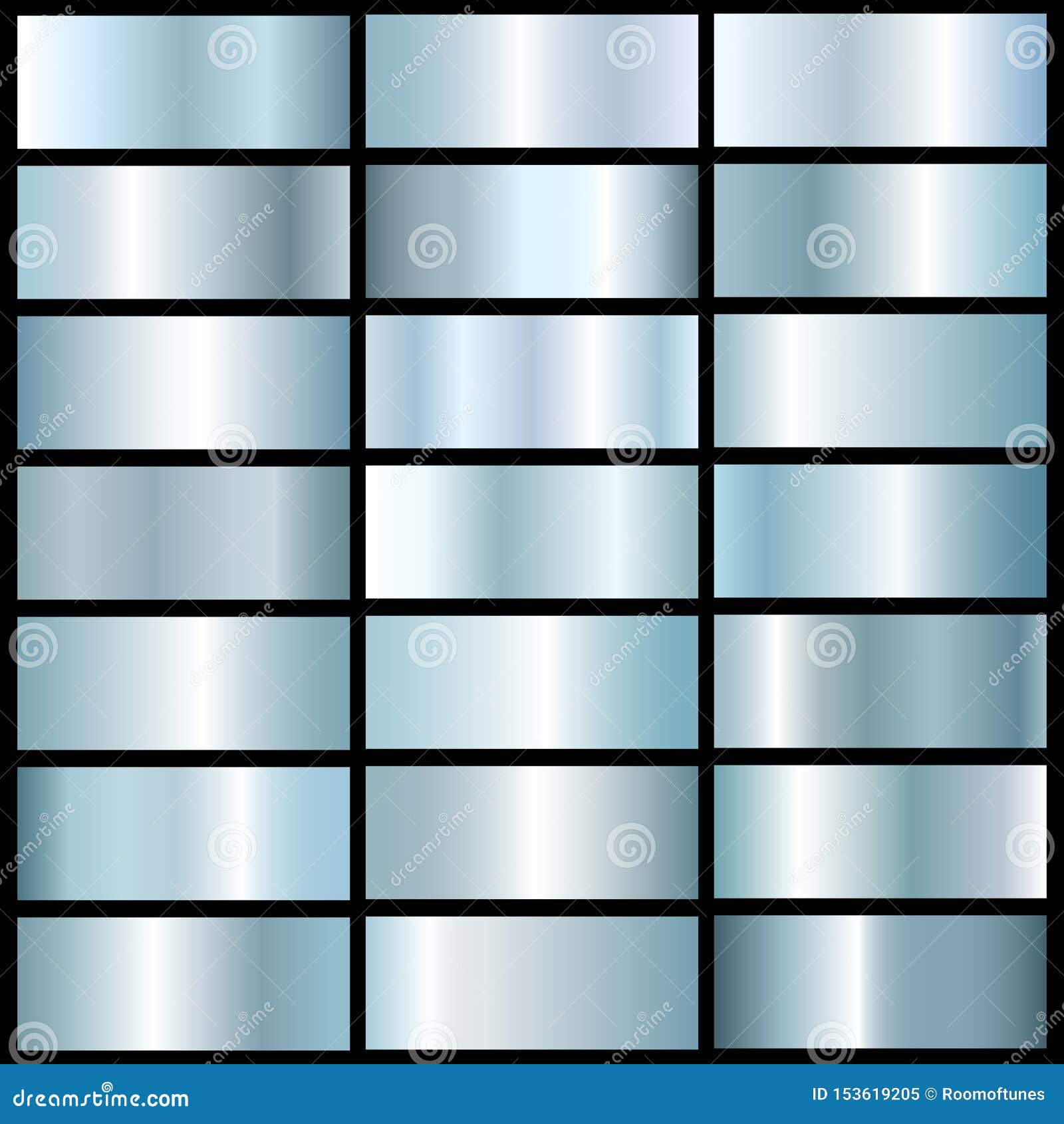 Vector Collection of Blue Silver Metall Gradients Stock Vector ...