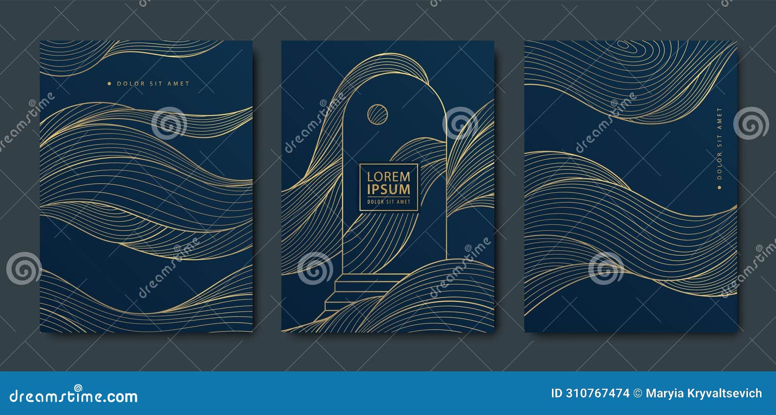 Vector Set of Boho Abstract Arch Line Posters, Wave and Arch with ...