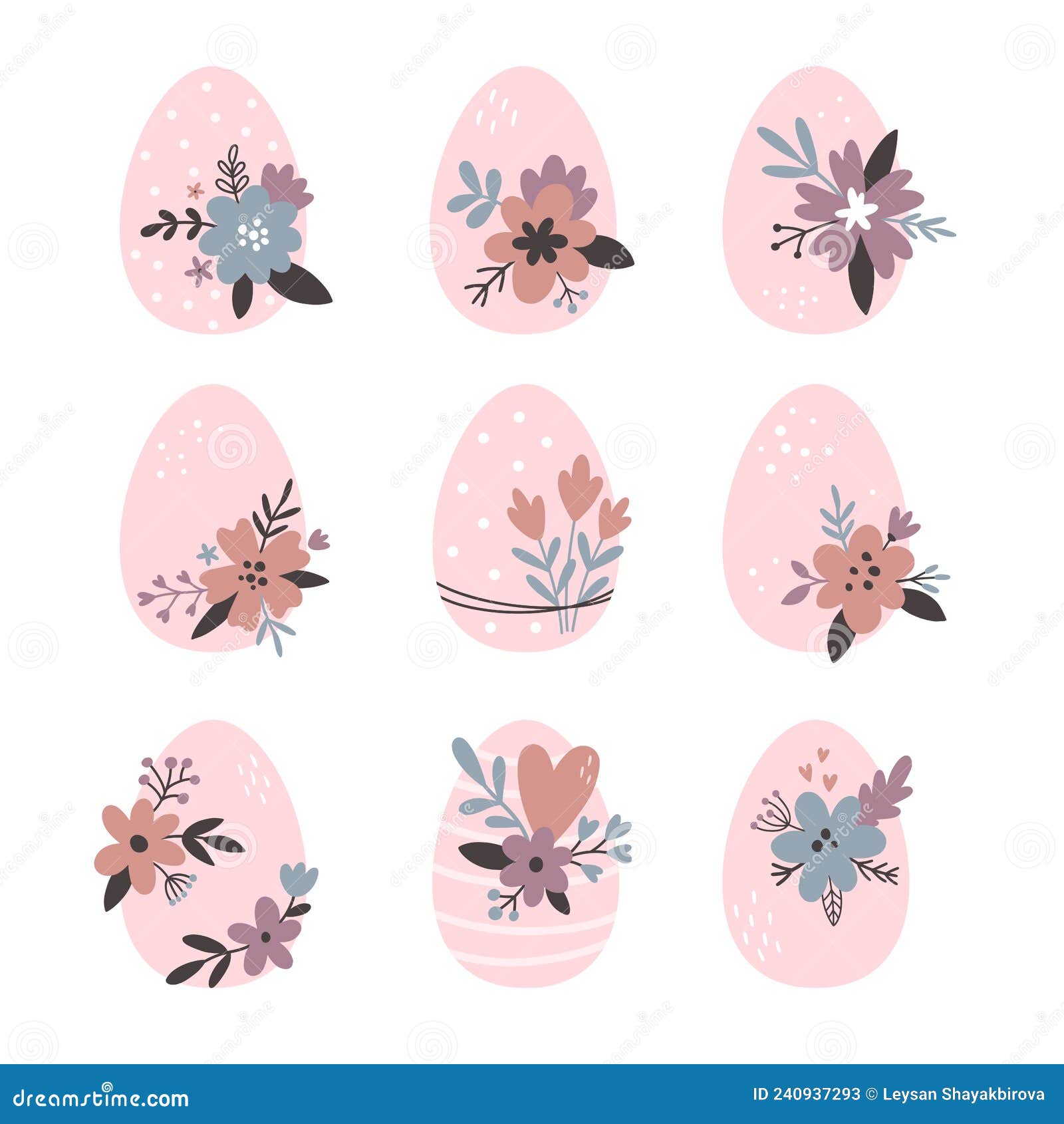 Vector Set of Boho Style Easter Eggs Stock Vector - Illustration of cute, floral: 240937293