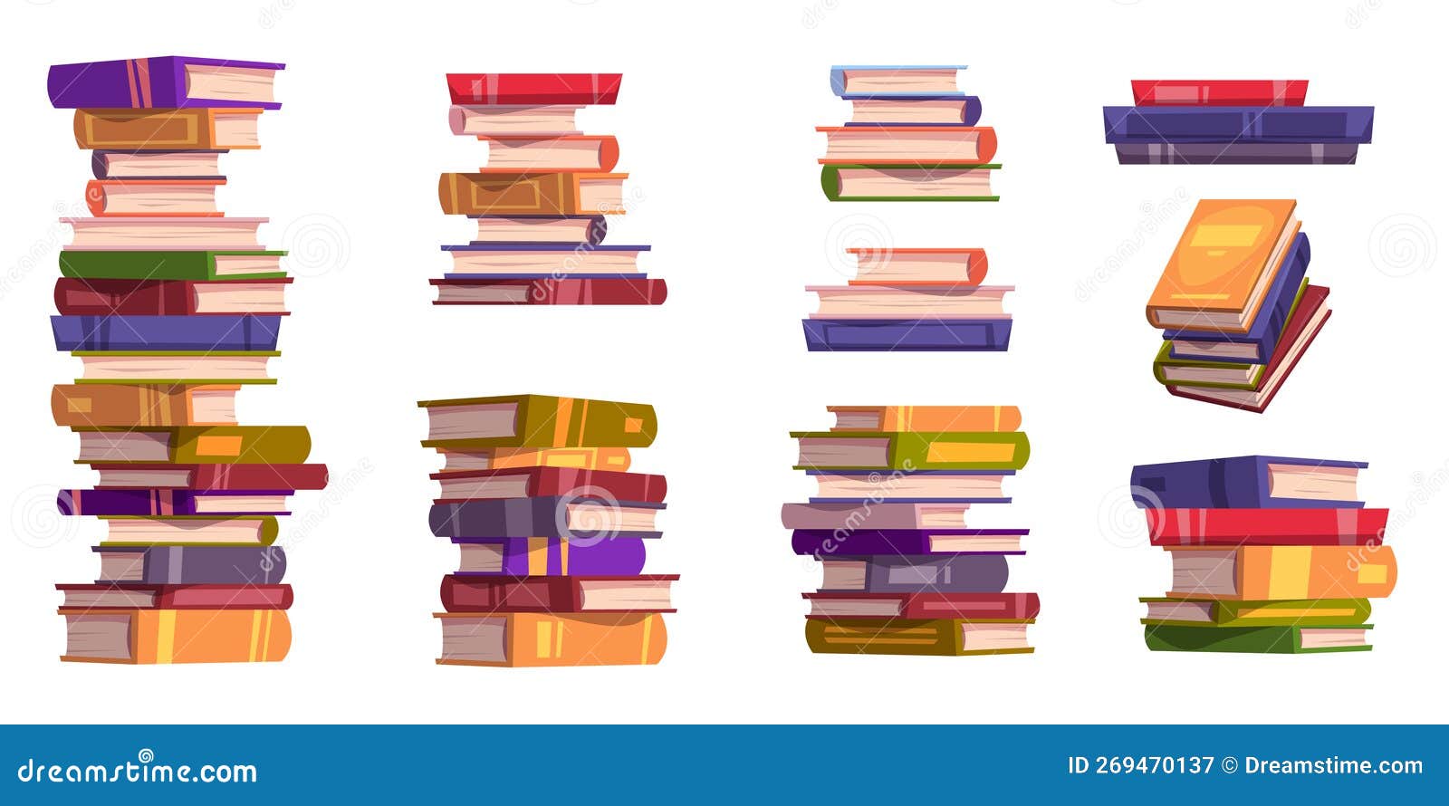 Vector Set of Book Stack Cartoon Illustration Stock Illustration ...