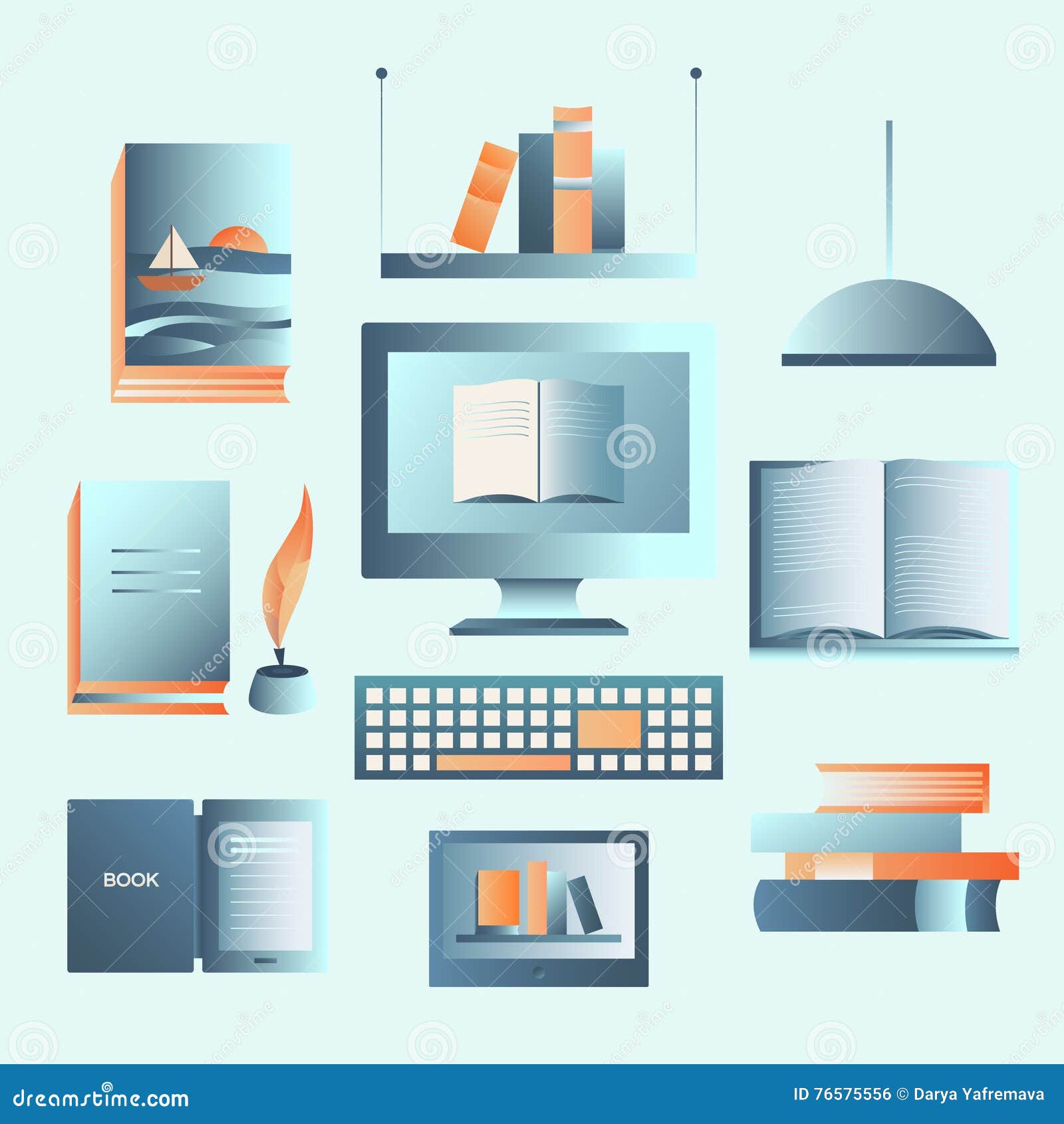 Vector set of books stock illustration. Illustration of icons - 76575556