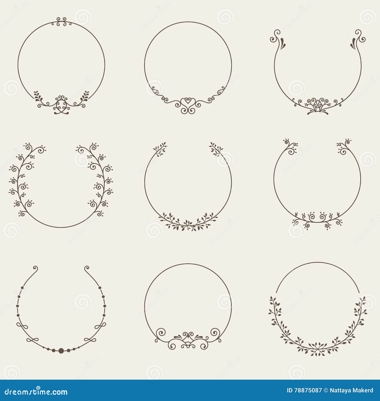 Vector Set of Border Circle Frame Stock Vector - Illustration of logo ...