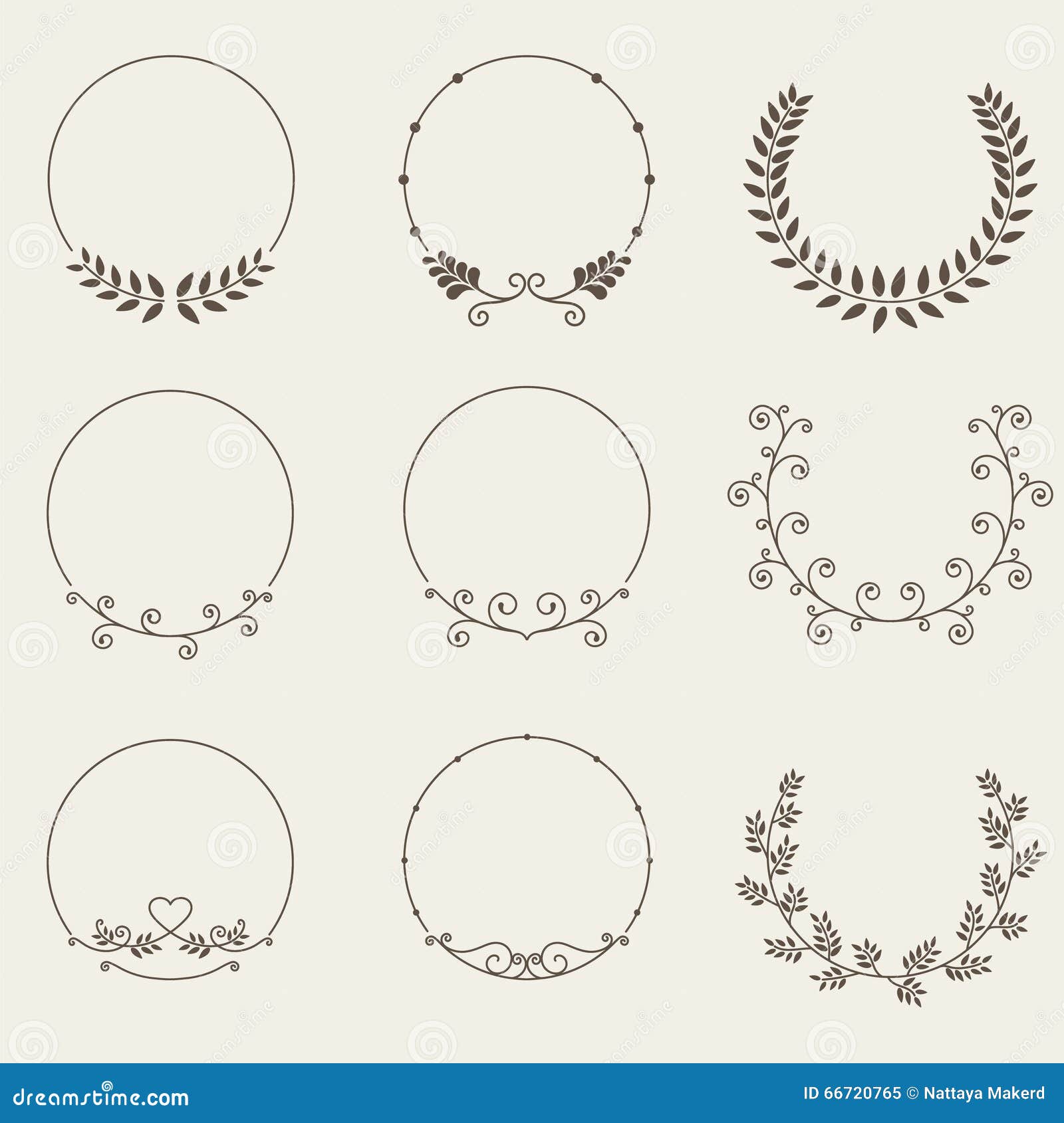 Vector Set of Border Circle Frame Stock Vector - Illustration of border ...