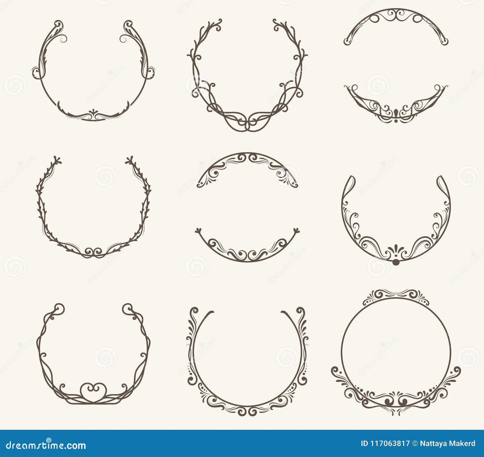 Vector Set Of Border Circle Frame - Vintage Style | CartoonDealer.com ...