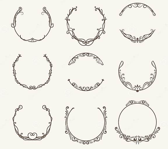 Vector Set of Border Circle Frame - Vintage Style Stock Vector ...