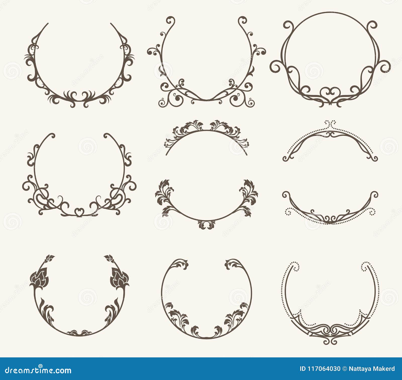 Vector Set of Border Circle Frame - Vintage Style Stock Vector ...
