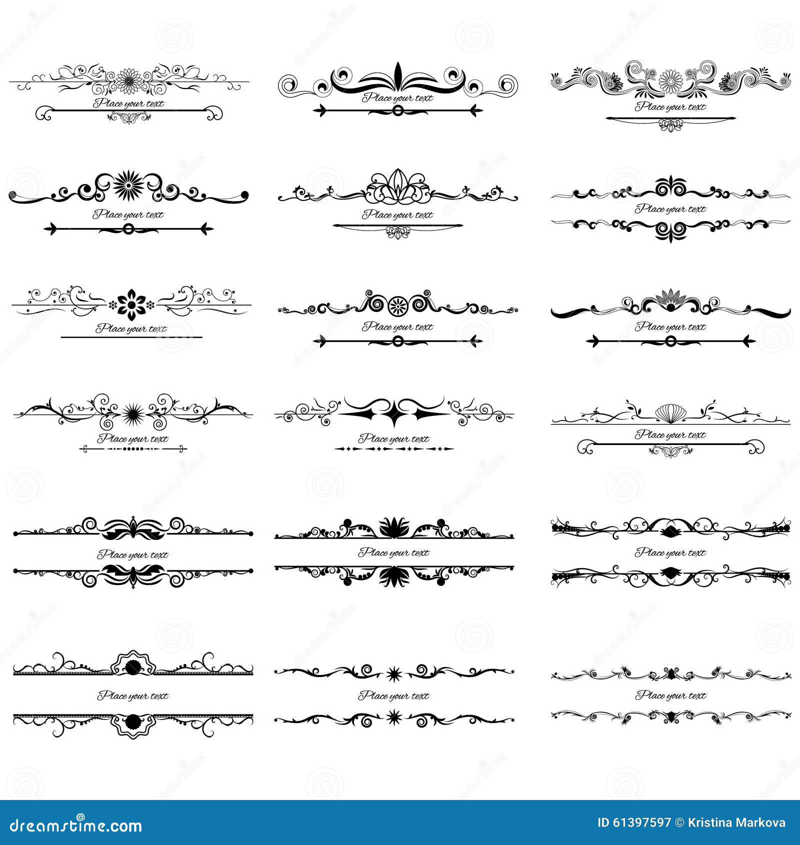 Vector Set Border Design Element Stock Vector - Illustration of formal, foliate: 61397597