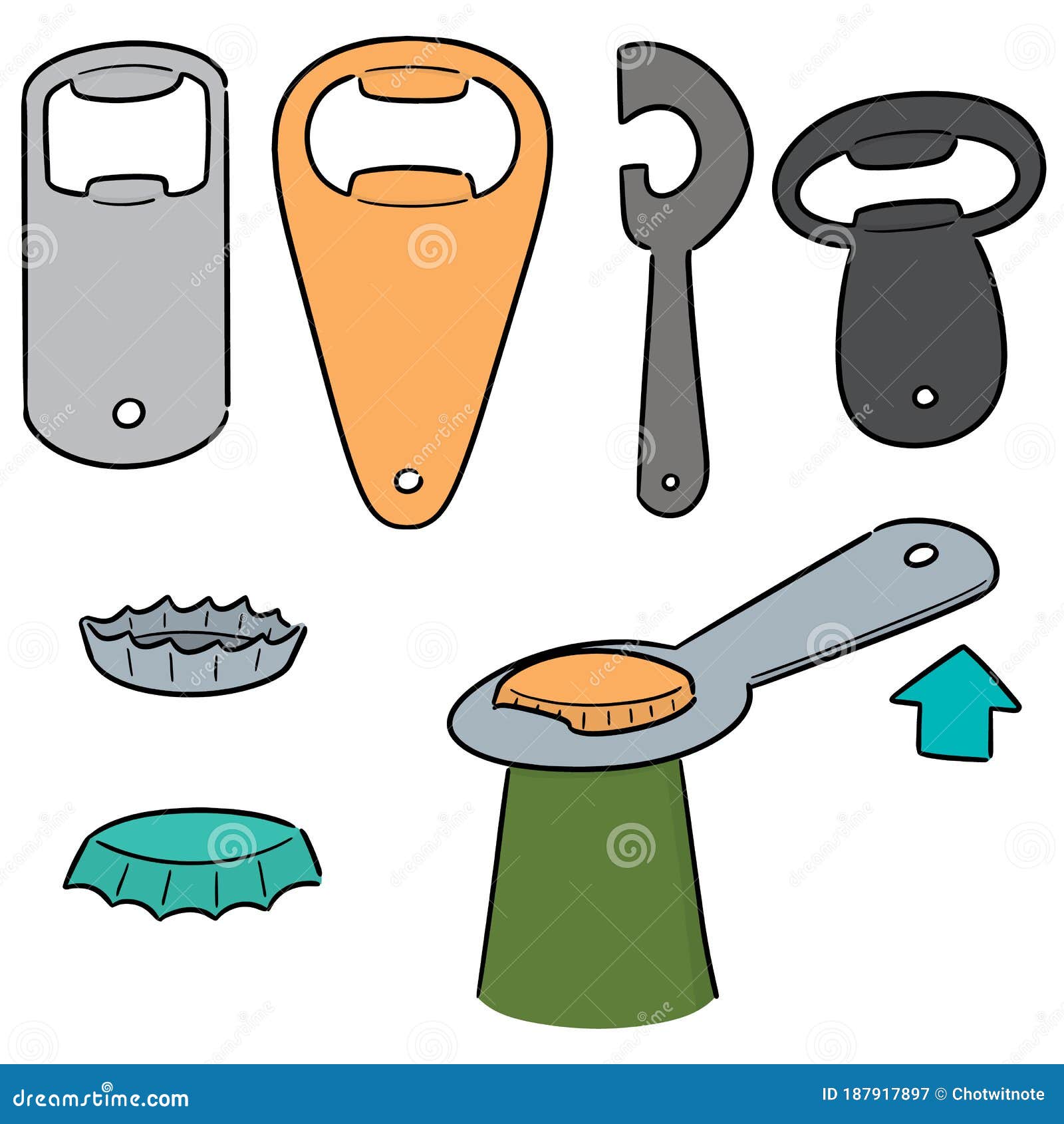 Vector Set of Bottle Opener Stock Vector - Illustration of drink, deco ...