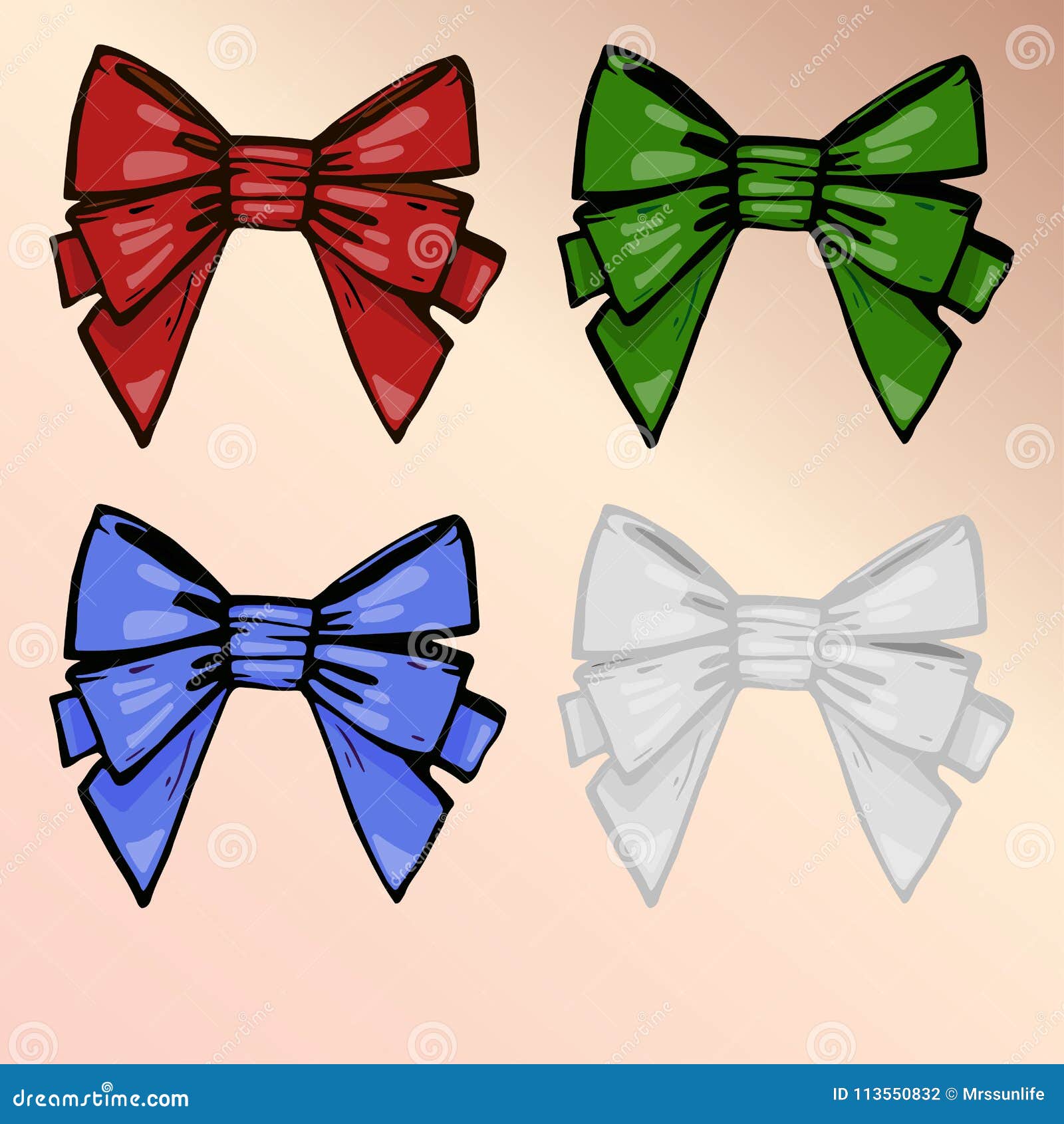 Set of multi-colored bows stock vector. Illustration of collection ...