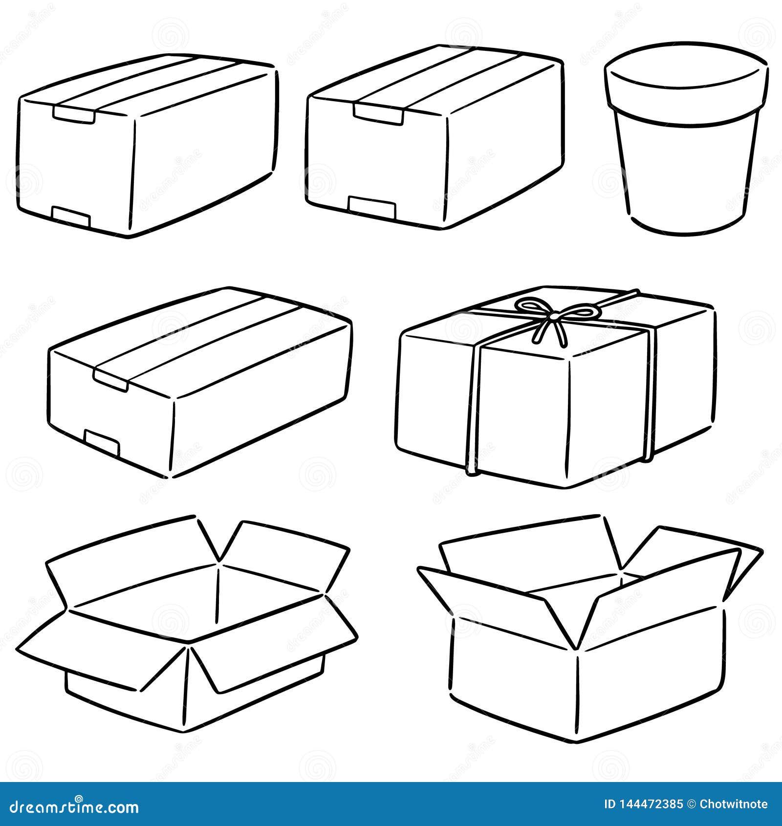 Vector set of box stock vector. Illustration of draw - 144472385