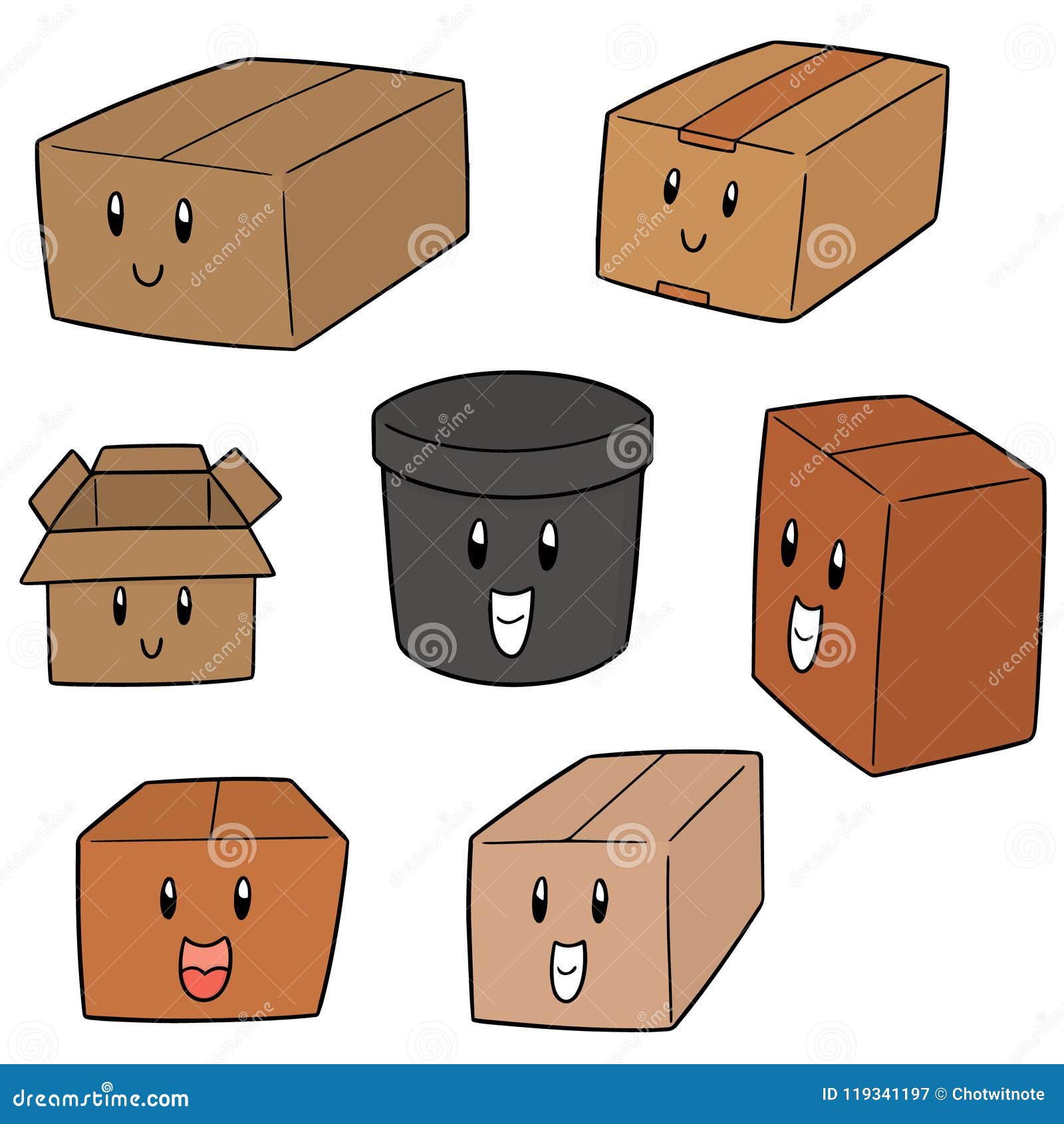 Vector set of box cartoon stock vector. Illustration of package - 119341197