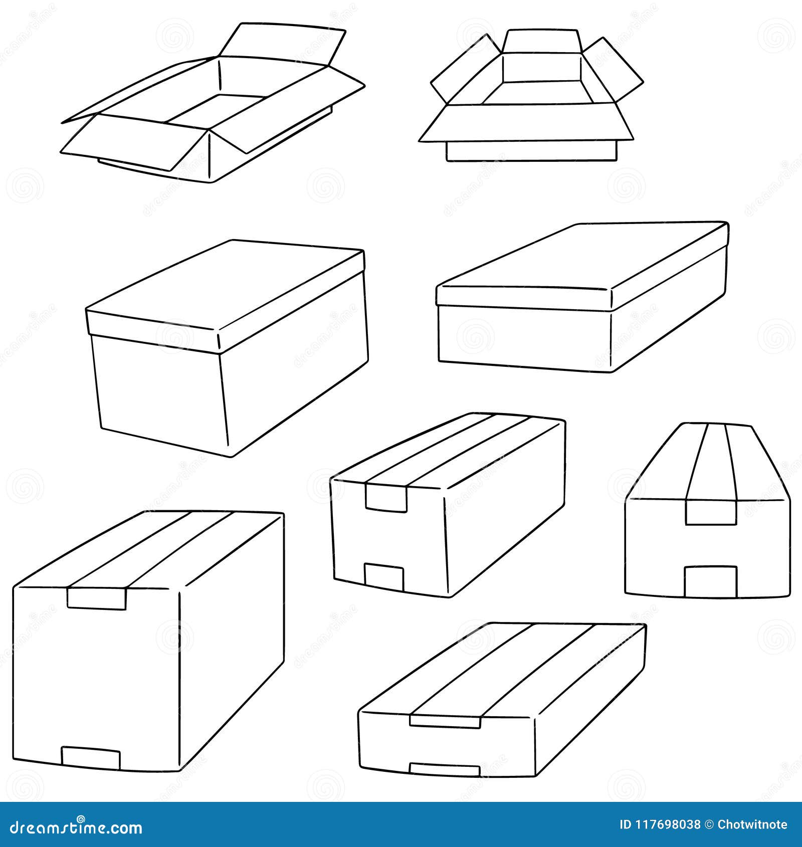 Vector set of box stock vector. Illustration of drawn - 117698038