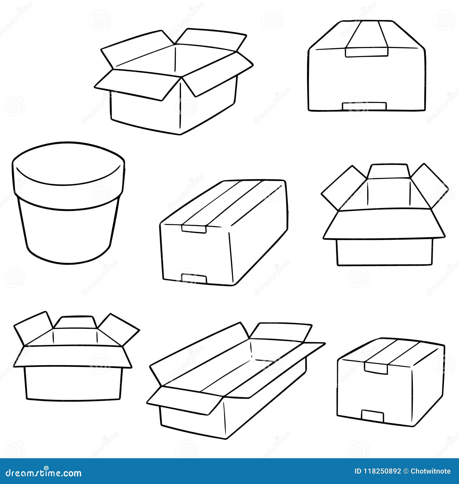 Vector set of box stock vector. Illustration of hand - 118250892