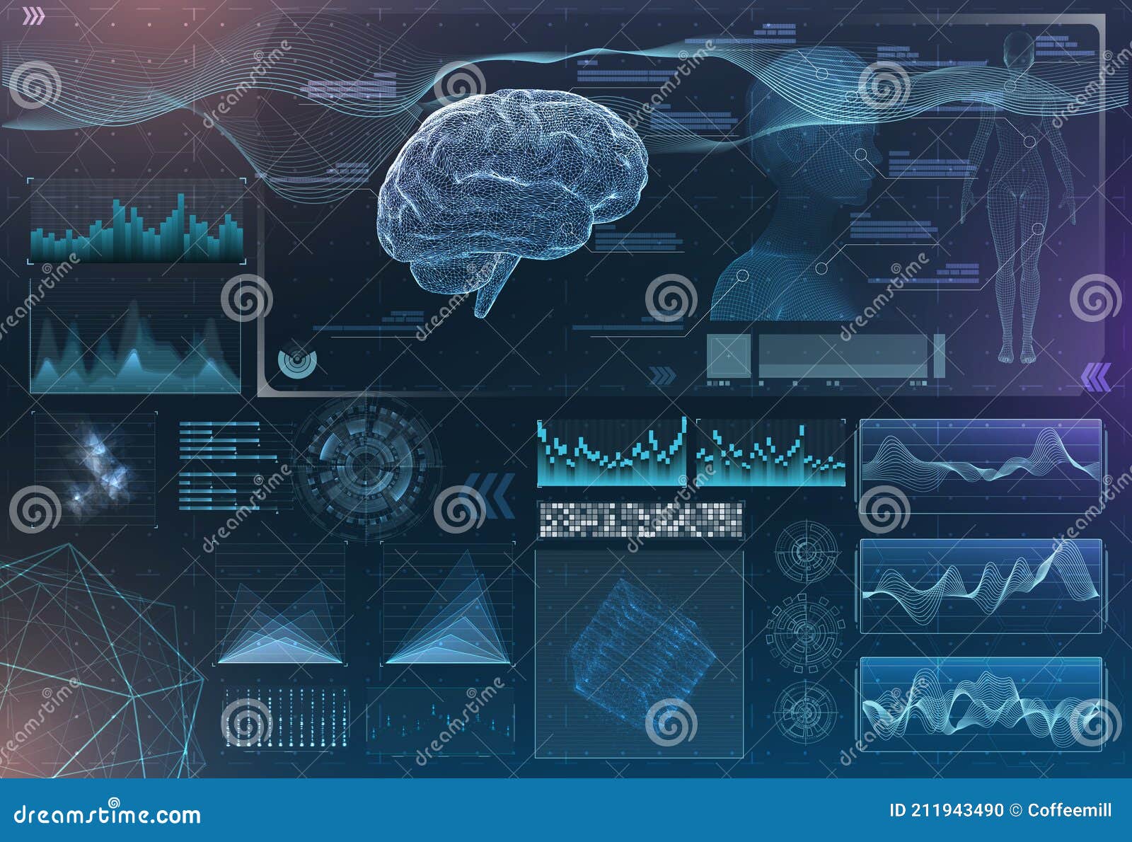 Vector Set of Brain Research Interfaces. Functional Magnetic Resonance ...