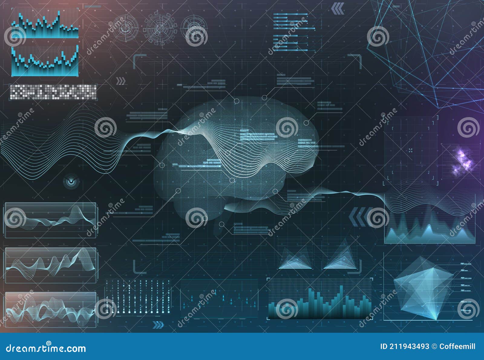 Vector Set of Brain Research Interfaces. Functional Magnetic Resonance ...