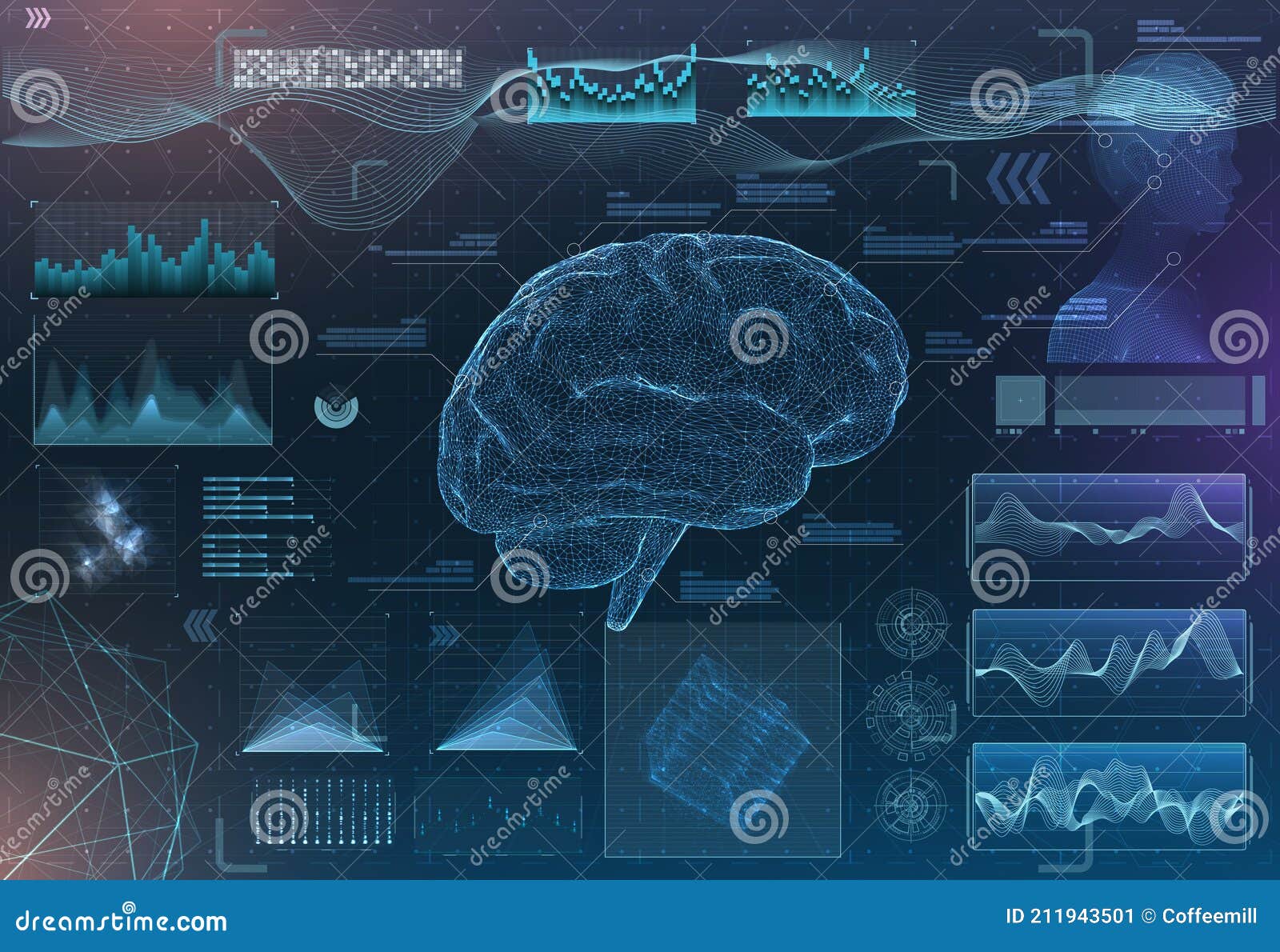 Vector Set of Brain Research Interfaces. Functional Magnetic Resonance ...