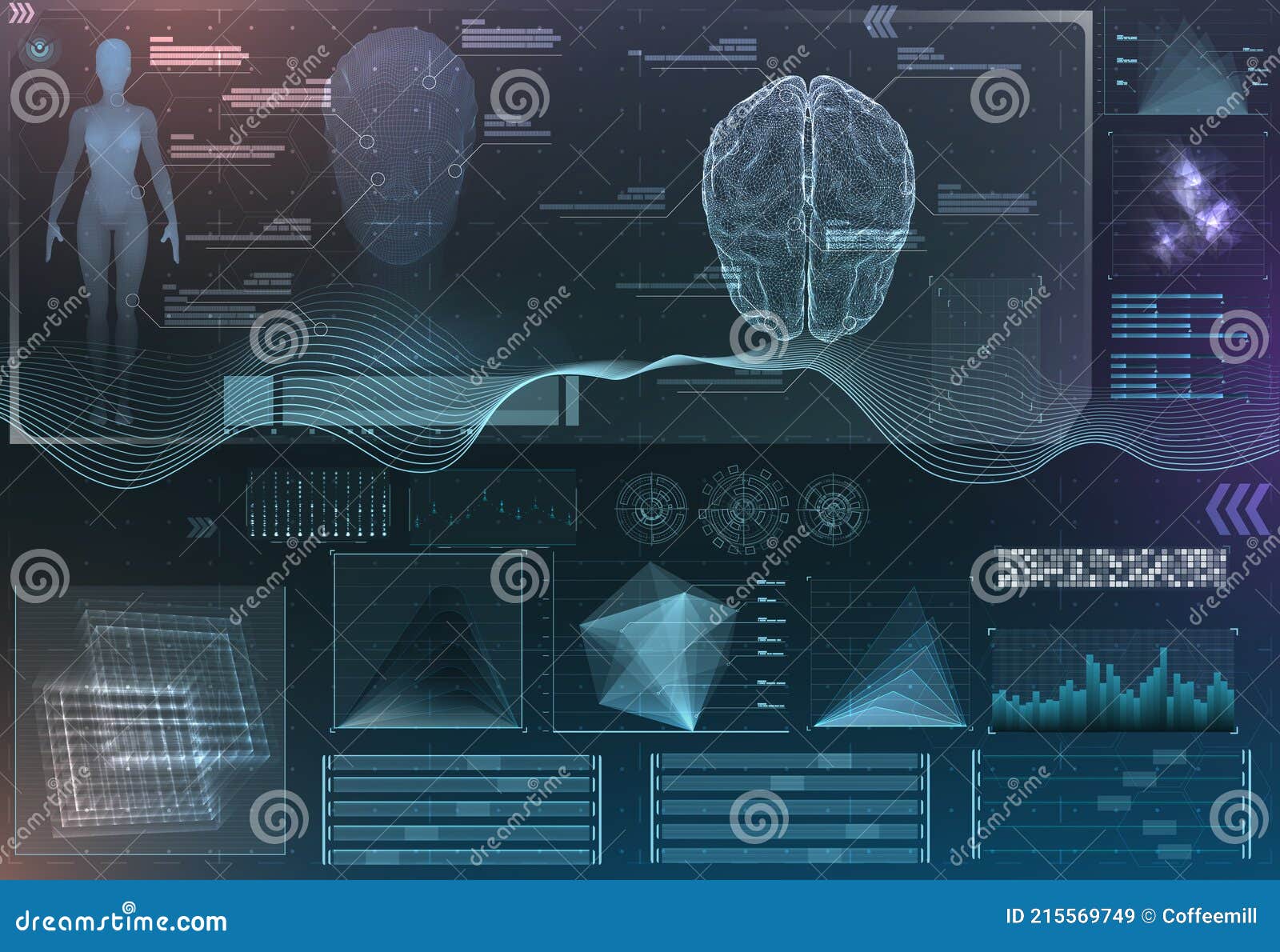 Vector Set of Brain Research Interfaces. Functional Magnetic Resonance ...