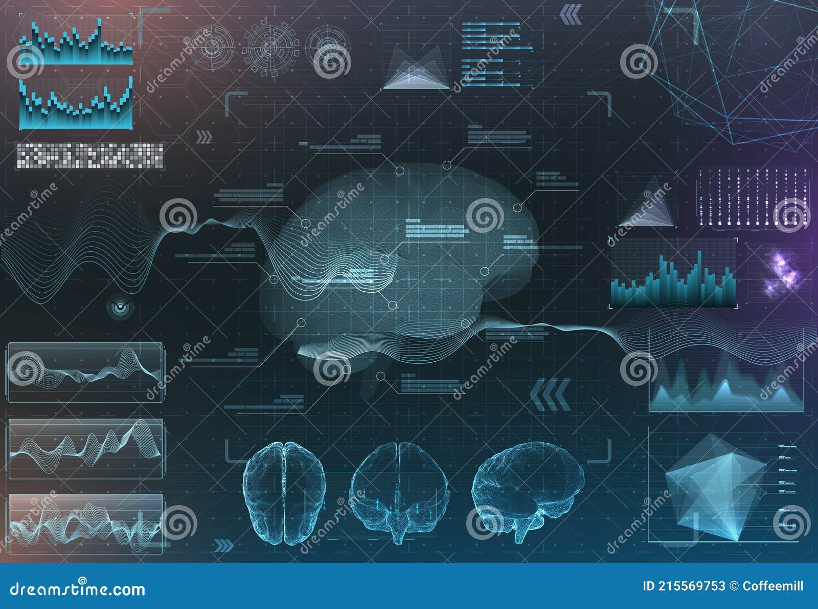 Vector Set of Brain Research Interfaces. Functional Magnetic Resonance ...