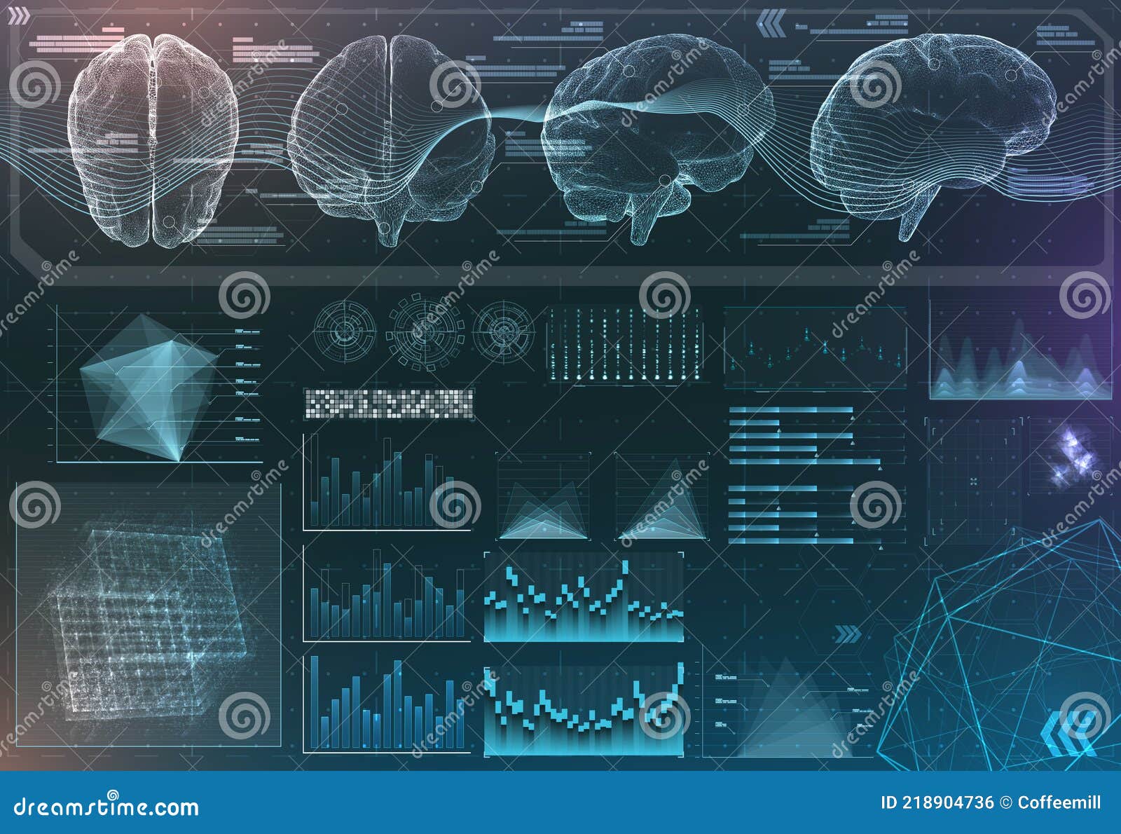 Vector Set of Brain Research Interfaces. Functional Magnetic Resonance ...