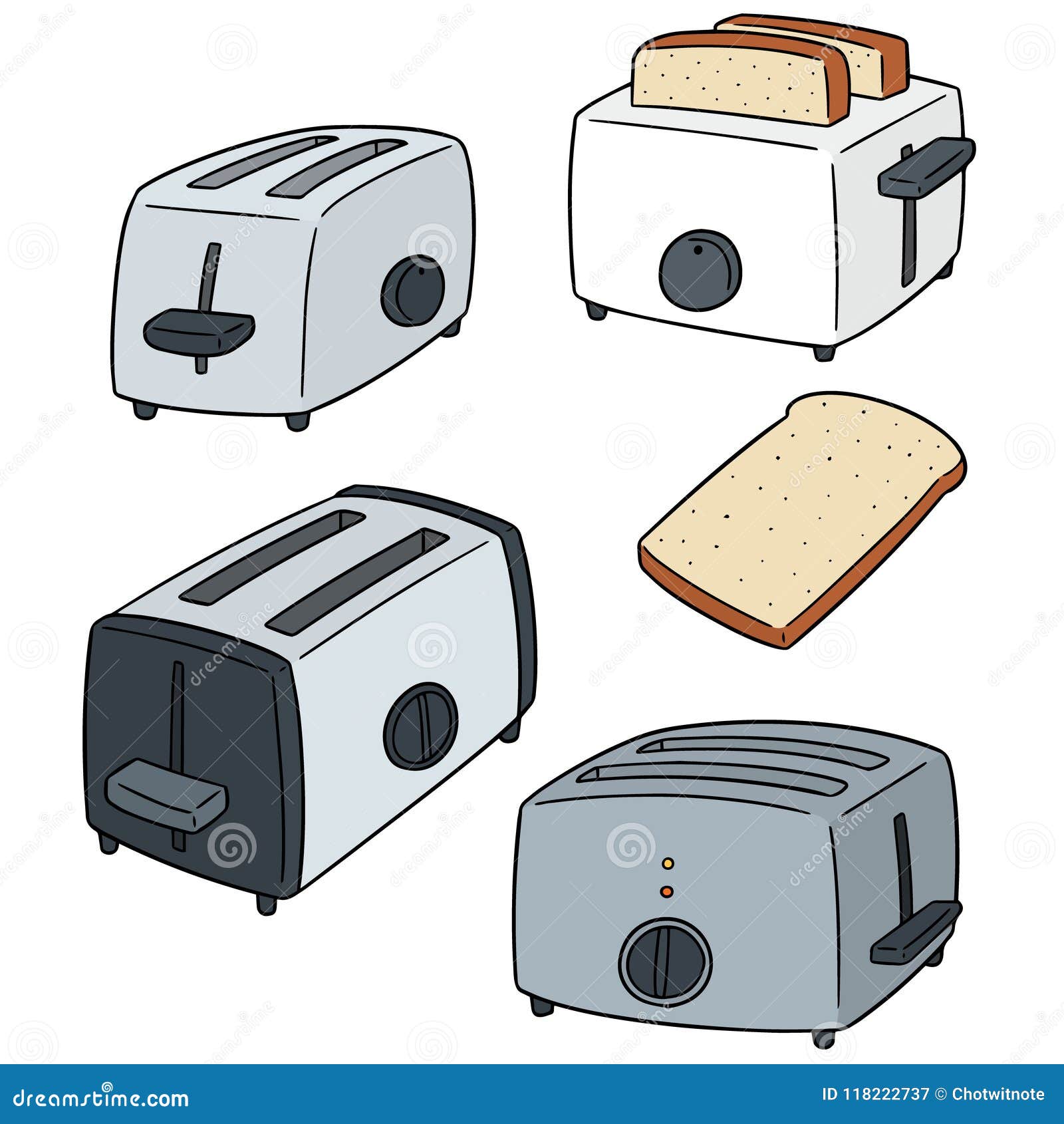 Vector Set of Bread and Toaster Stock Vector - Illustration of draw ...