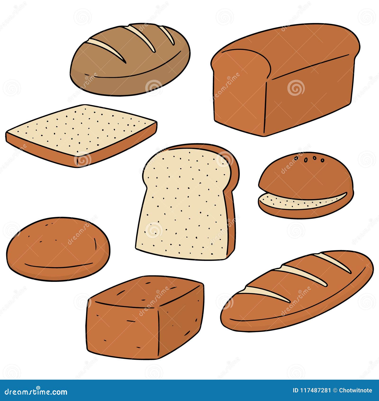 Vector set of bread stock vector. Illustration of graphic - 117487281